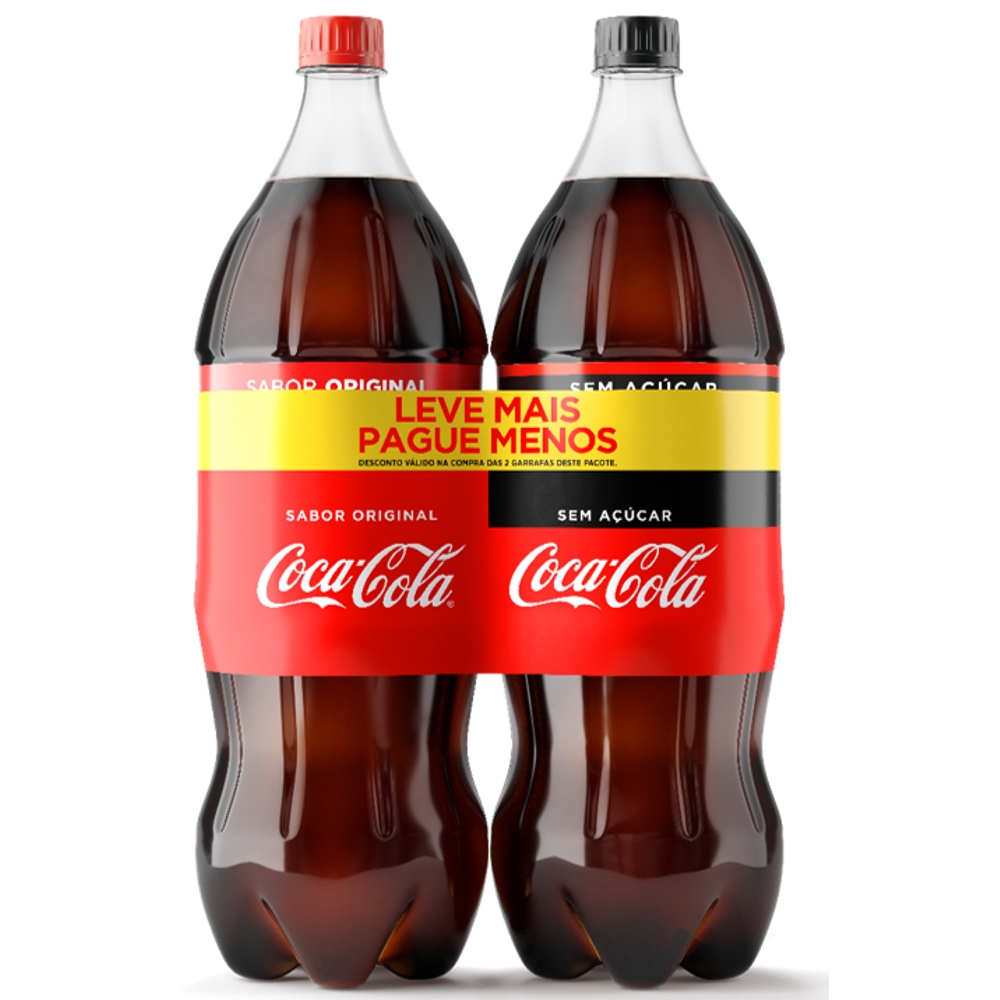 Kit Refrigerante Coca-Cola + Coca-Cola sem Açúcar 2l Cada Leve Mais ...