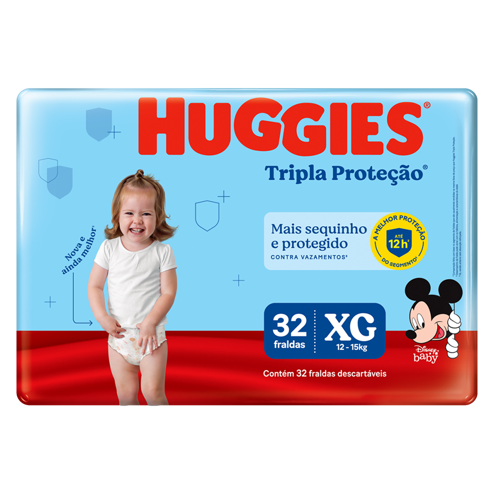 Fralda Descartável Infantil Huggies Tripla Proteção XG Pacote 32 ...