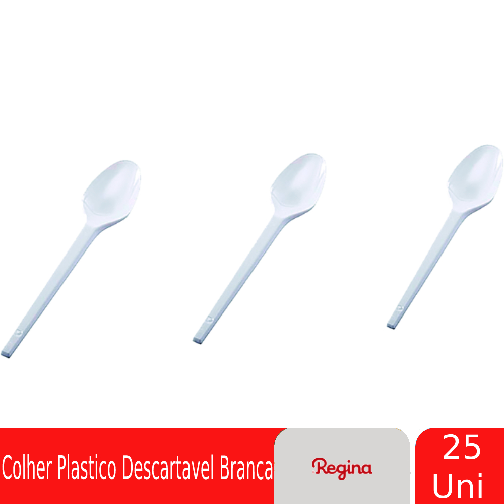 Colher Plástica Regina Para Sobremesa Descartável Branca 25unidades ...