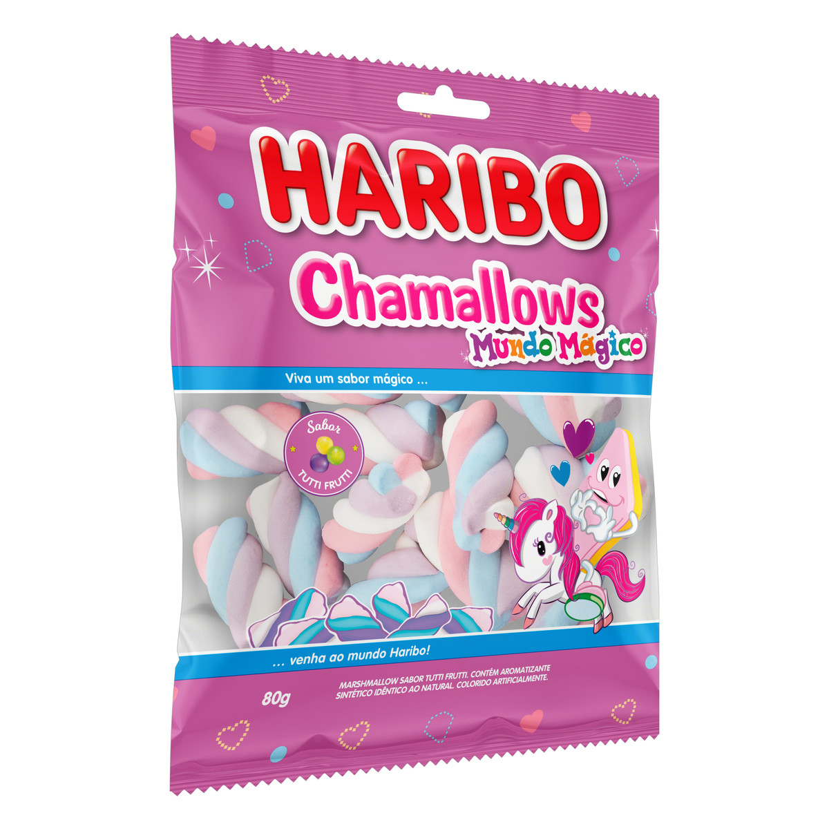 Marshmallow Tutti Frutti Mundo Mágico Haribo Chamallows Pacote 80g ...