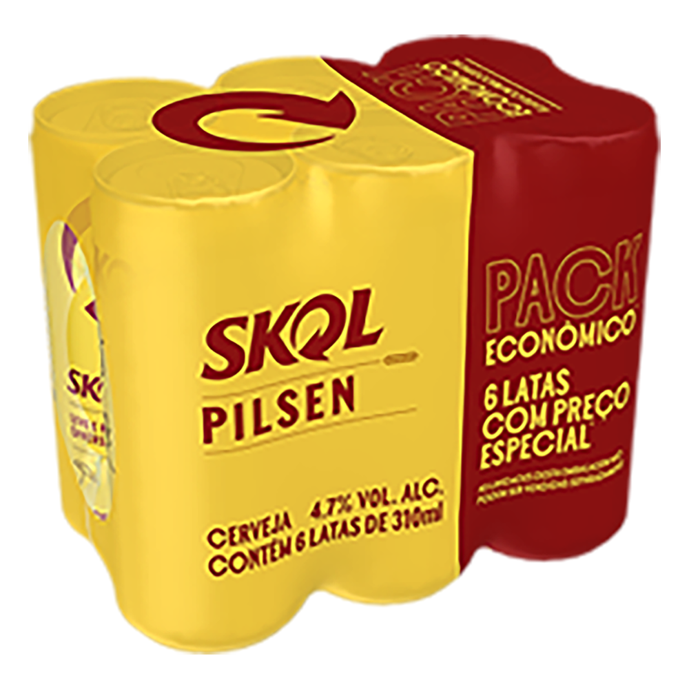 Pack Cerveja Pilsen Skol Lata 6 Unidades 310ml Cada Embalagem Econômica ...