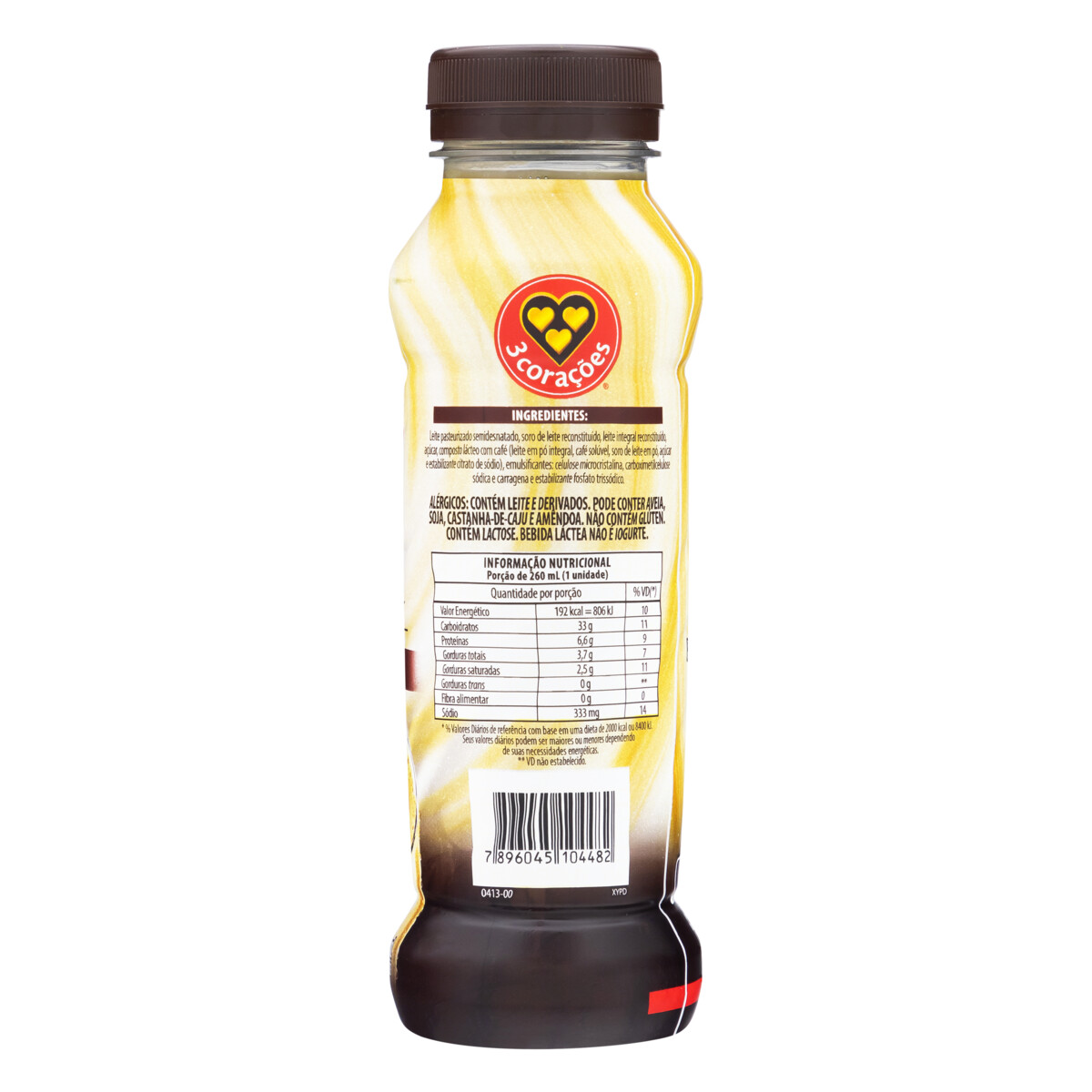Bebida Láctea UHT Café com Leite Pingado 3 Corações Frasco 260ml ...
