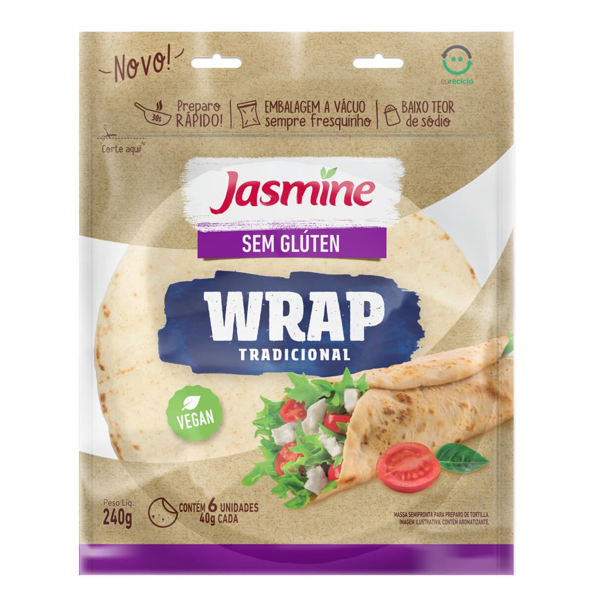 Wrap Tradicional Jasmine Sem Glúten 240G - Sonda Supermercado Delivery