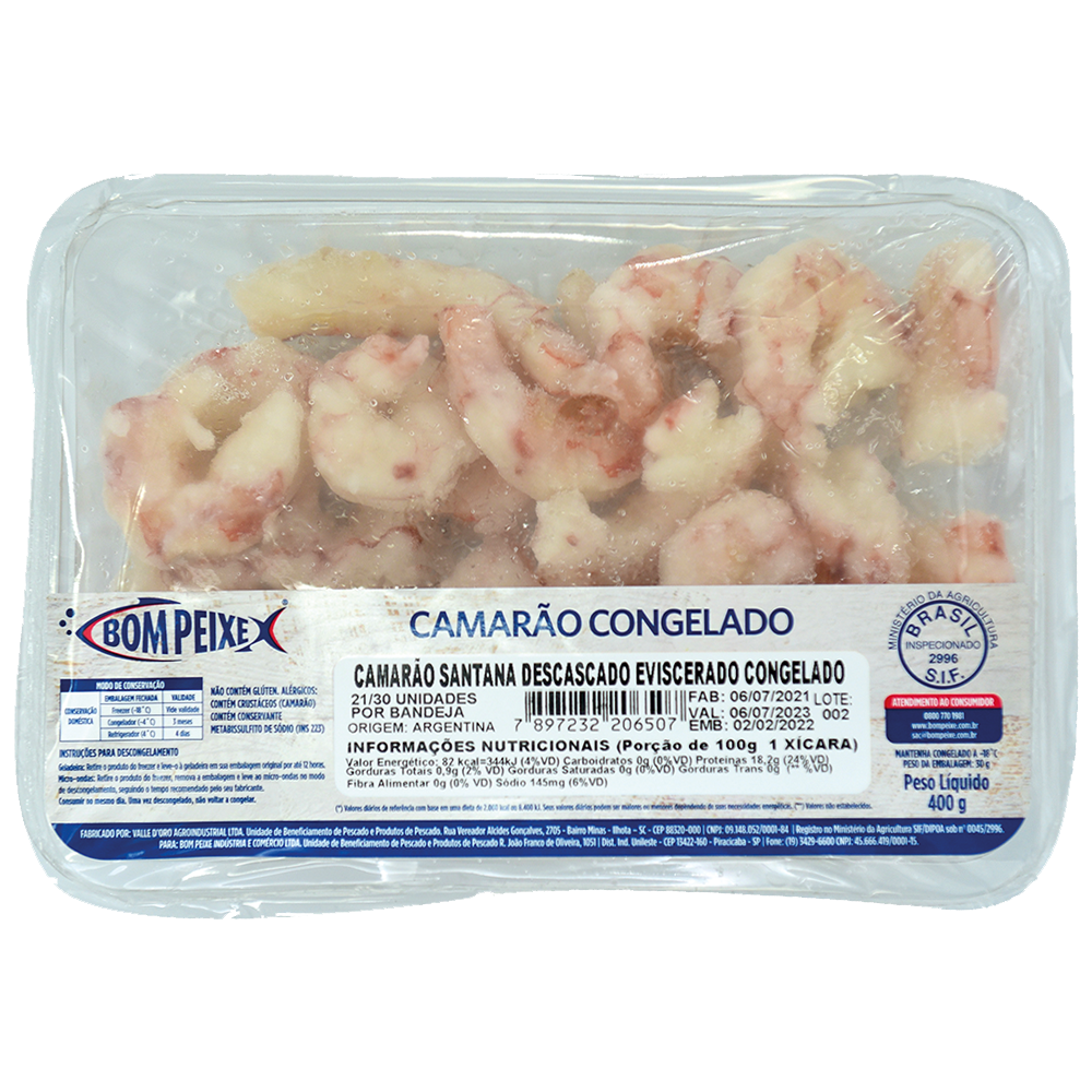 Camarão Bom Peixe Santana Descascado Eviscerado Congelado 400g - Sonda Supermercado Delivery