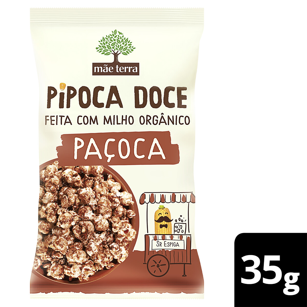Pipoca Pronta Doce Orgânica Paçoca Mãe Terra Pacote 35g - Sonda ...