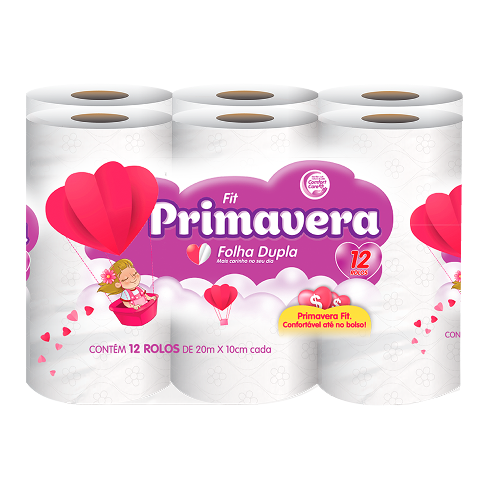 Papel Higiênico Fit Primavera Folha Dupla 20m Pacote 12 Rolos - Sonda ...