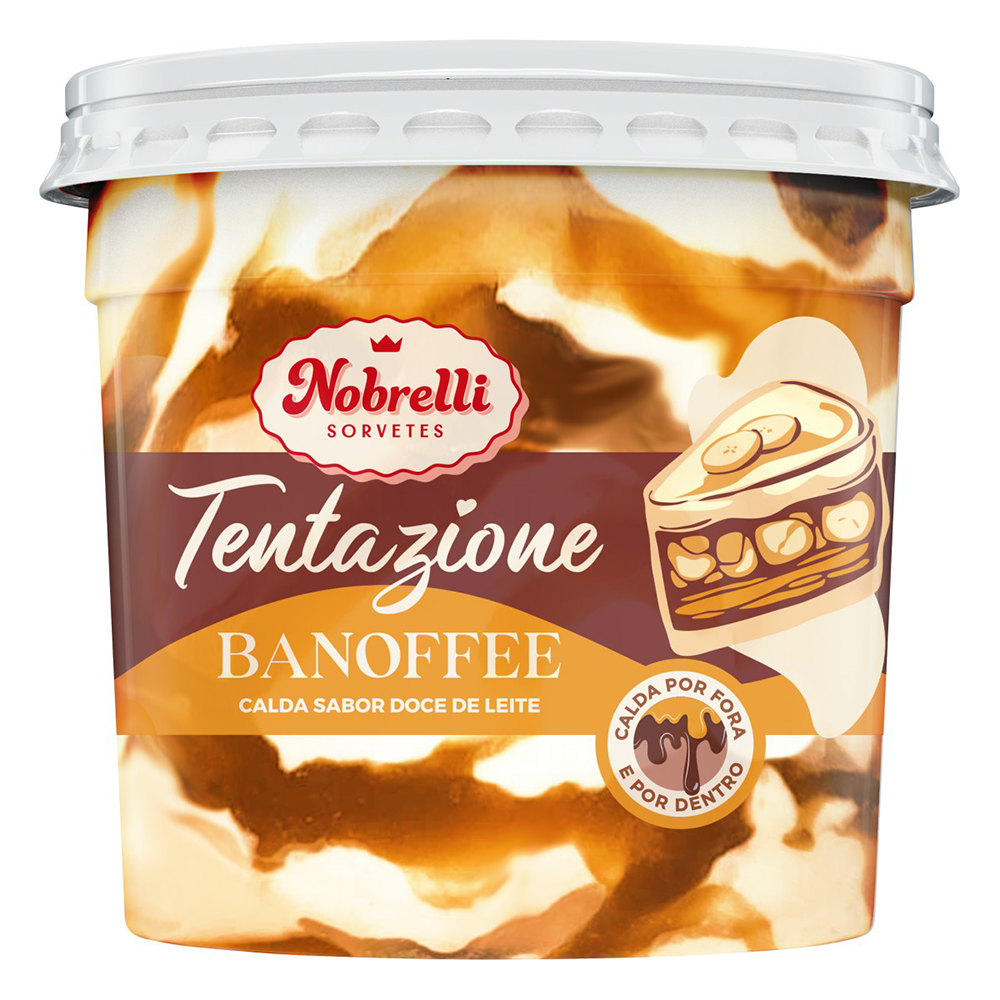 Sorvete Banoffee Calda Doce de Leite Nobrelli Tentazione Pote 1,5l ...
