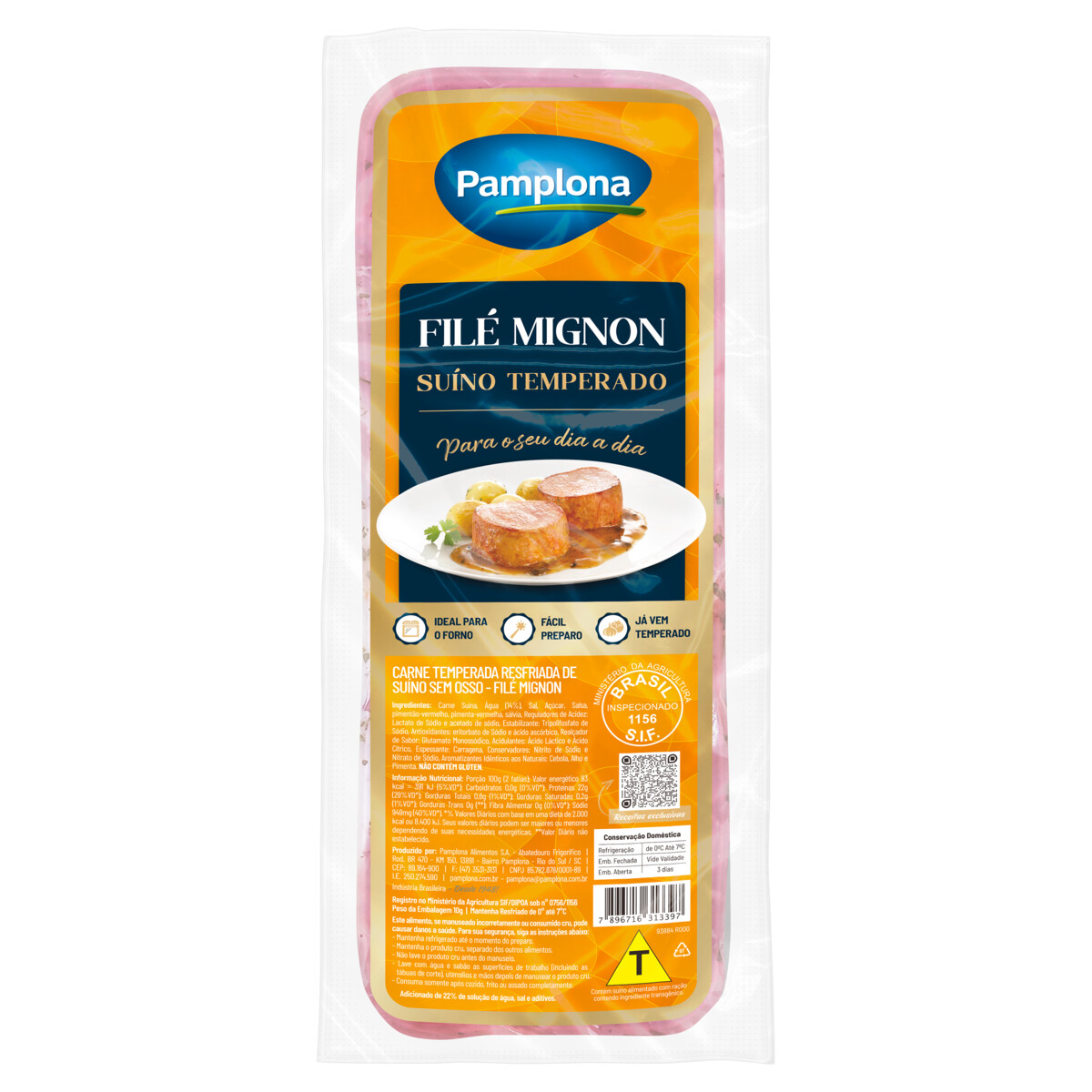 Filé Mignon Suíno Resfriado Temperado sem Osso Pamplona 1,2kg - Sonda ...
