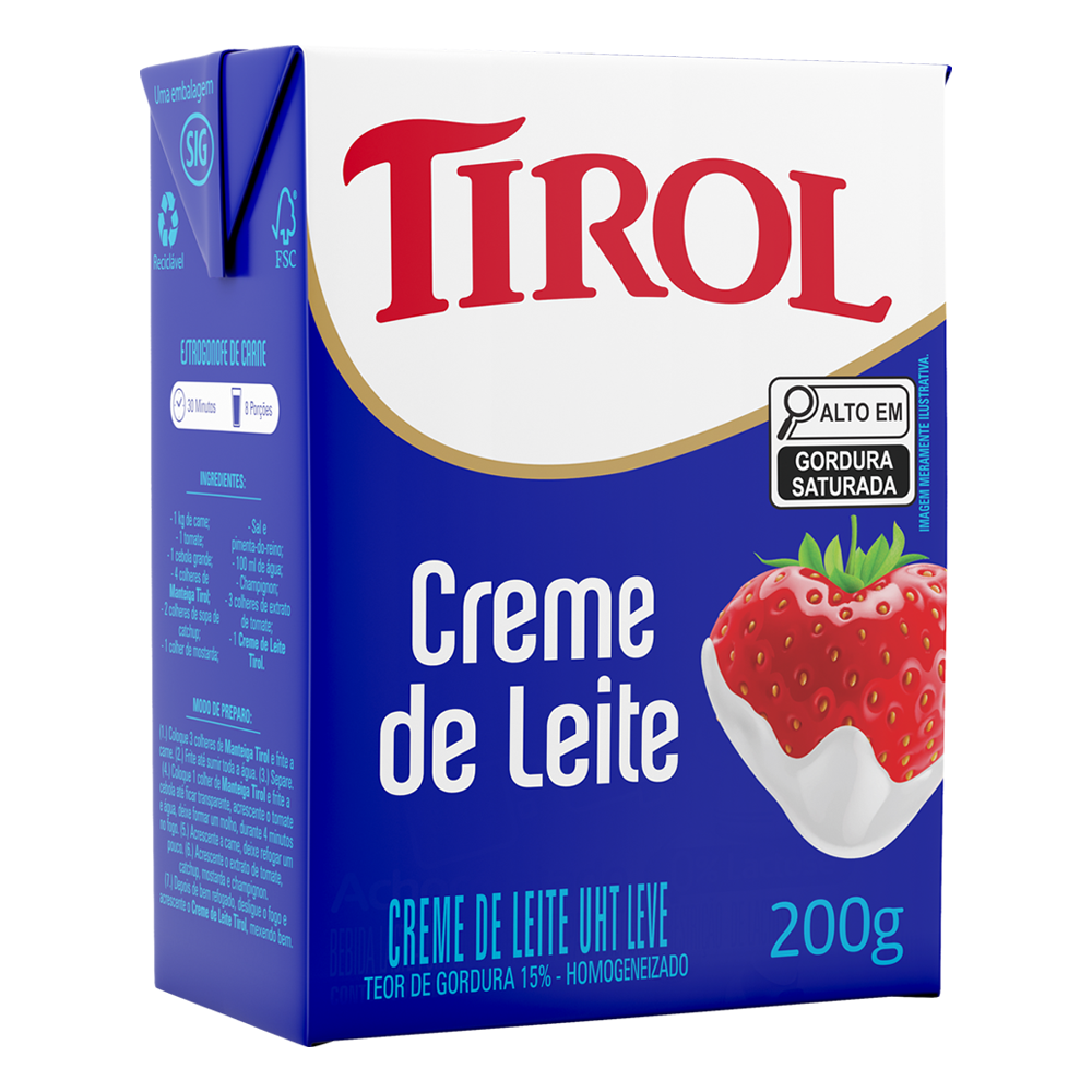 Creme de Leite UHT Leve Homogeneizado Tirol Caixa 200g - Sonda ...
