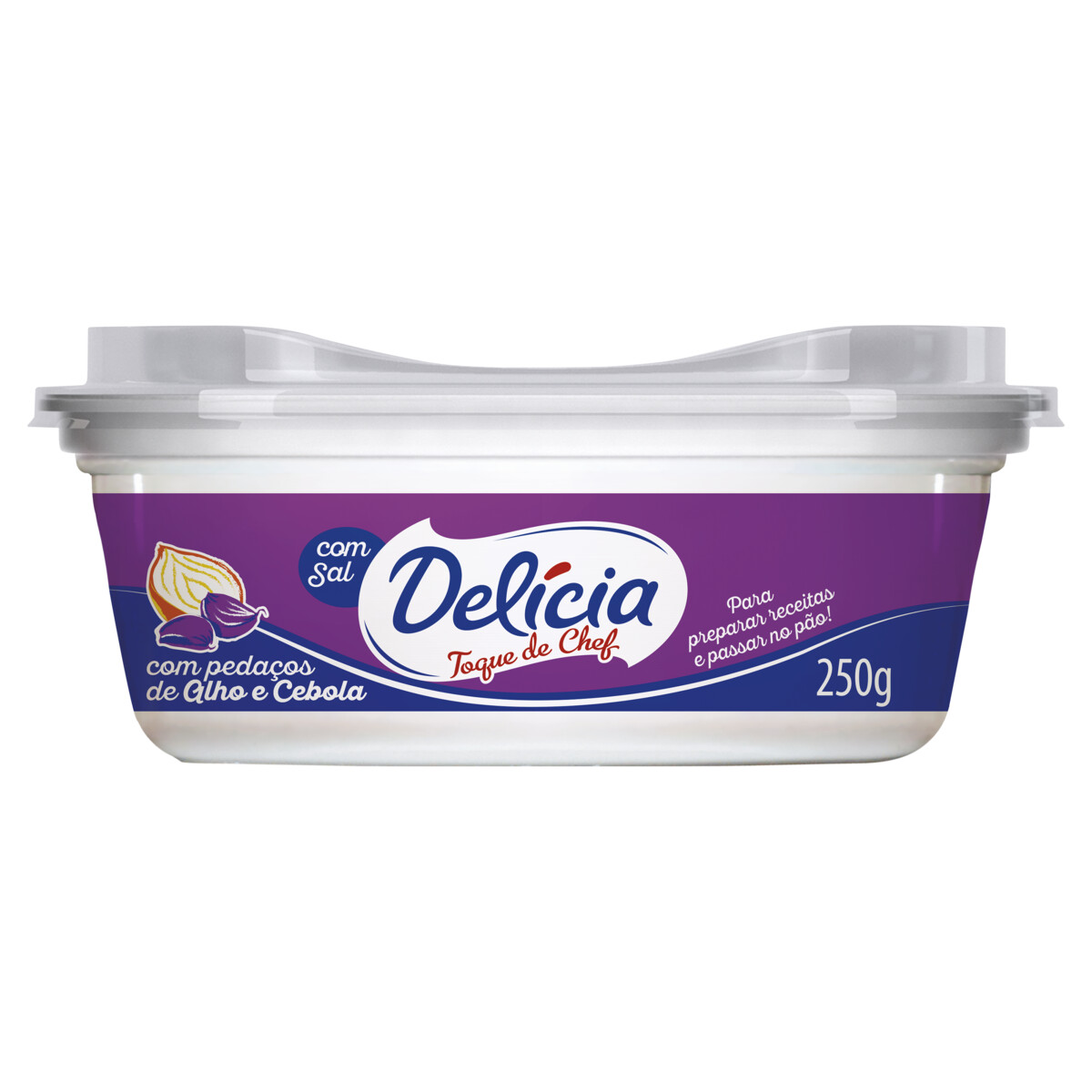 Margarina com Sal e Pedaços de Alho e Cebola Delícia Toque de Chef Pote ...
