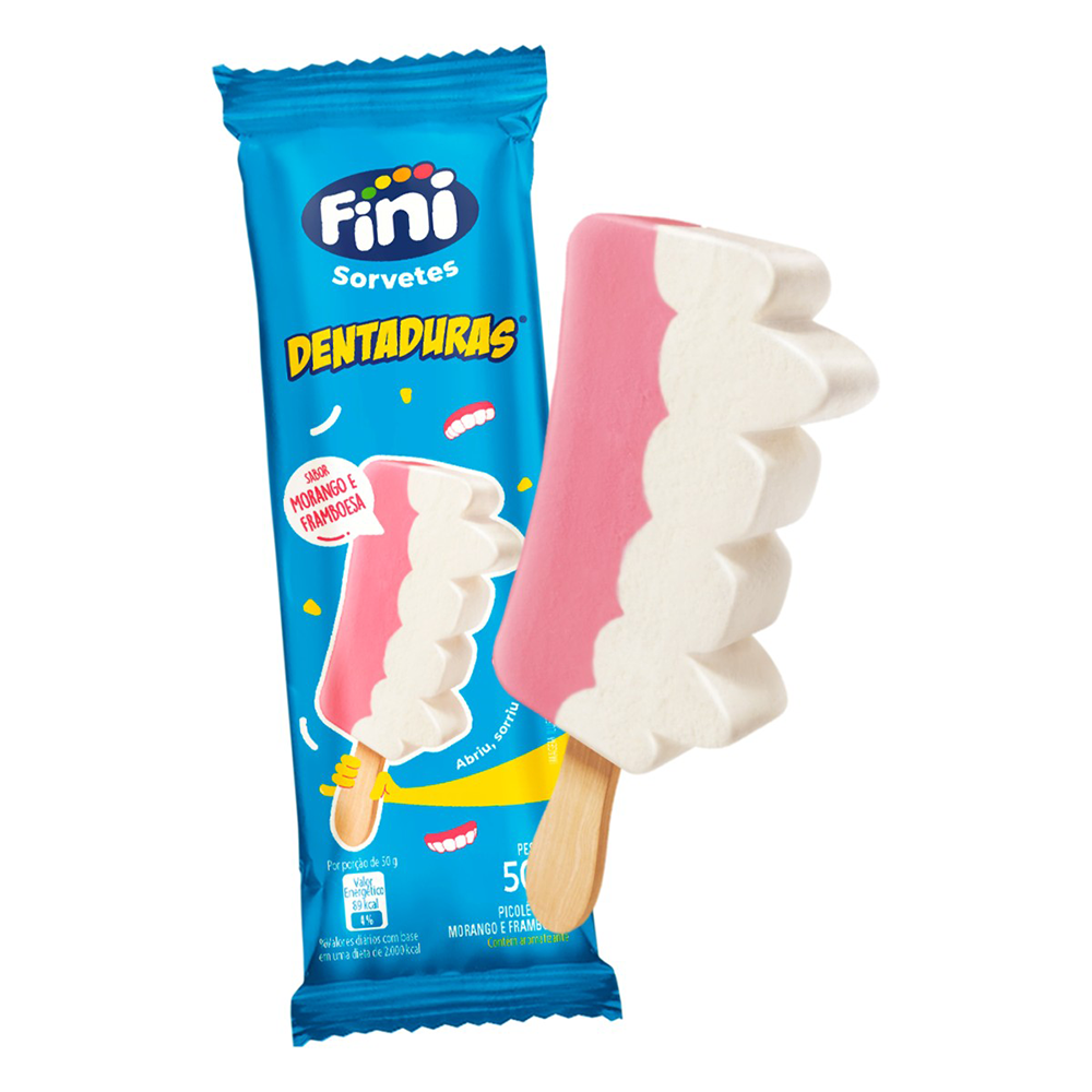 Picolé Morango e Framboesa Dentaduras Fini Pacote 50g - Sonda ...