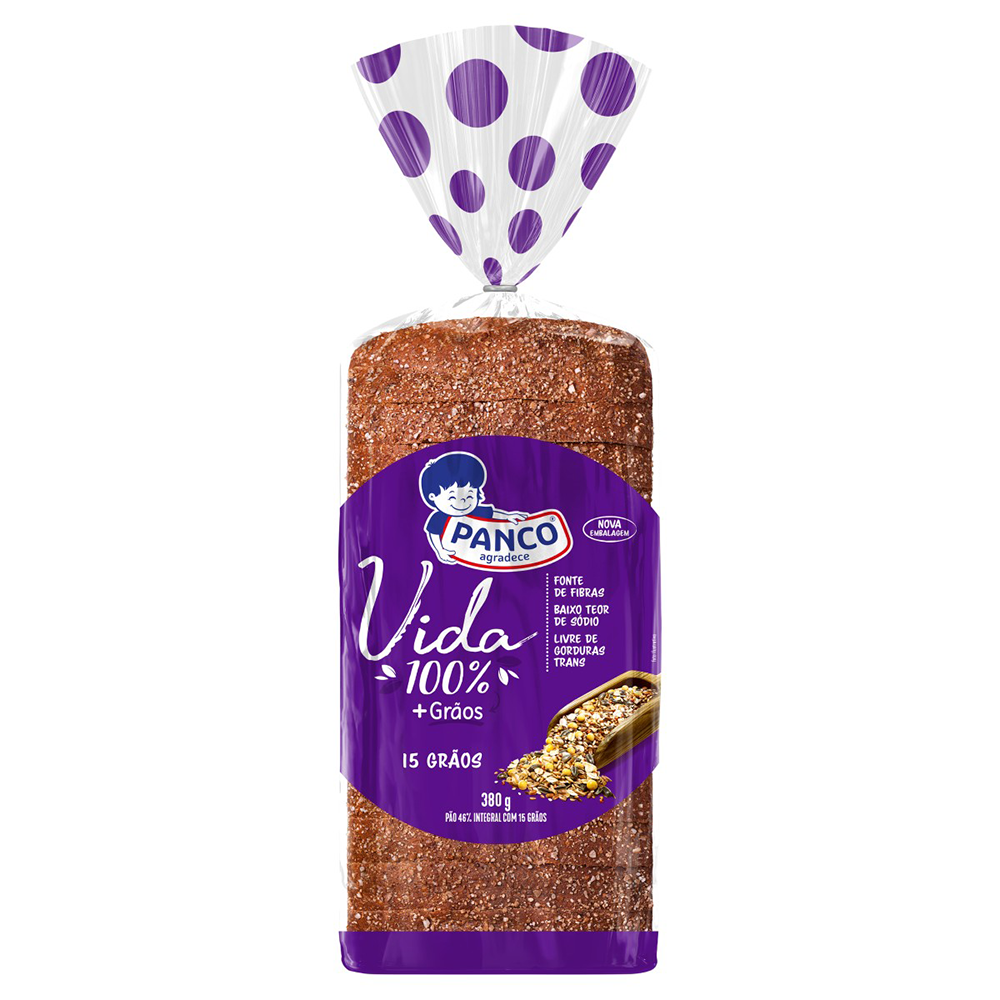 Pão Panco Vida 100% +Grãos 15 Grãos 380g - Sonda Supermercado Delivery