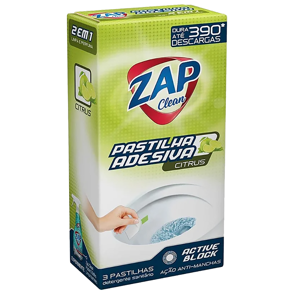 Pastilha Sanitária Adesiva Zap Clean Citrus 3 Unidades - Sonda ...