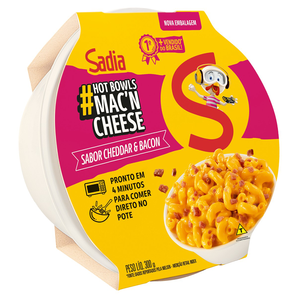 Mac'n Cheese Cheddar & Bacon Sadia Hot Bowls Pote 300g - Sonda ...