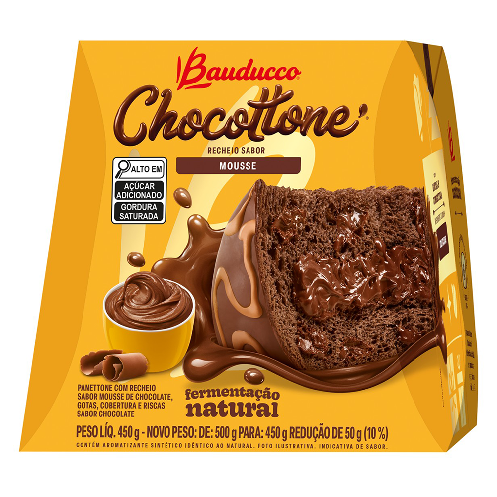 Panettone Chocolate Recheio Mousse Cobertura Chocolate Bauducco ...