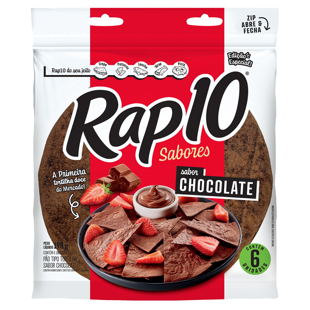 Pão Tortilha Chocolate Rap10 Sabores Pouch 198g - Sonda Supermercado Delivery