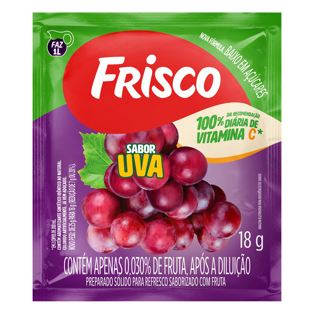 Refresco em Pó Uva Frisco Pacote 18g - Sonda Supermercado Delivery