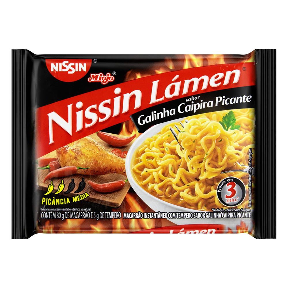 Macarrão Instantâneo Lámen Galinha Caipira Picante Nissin Miojo Pacote 85g - Sonda Supermercado ...
