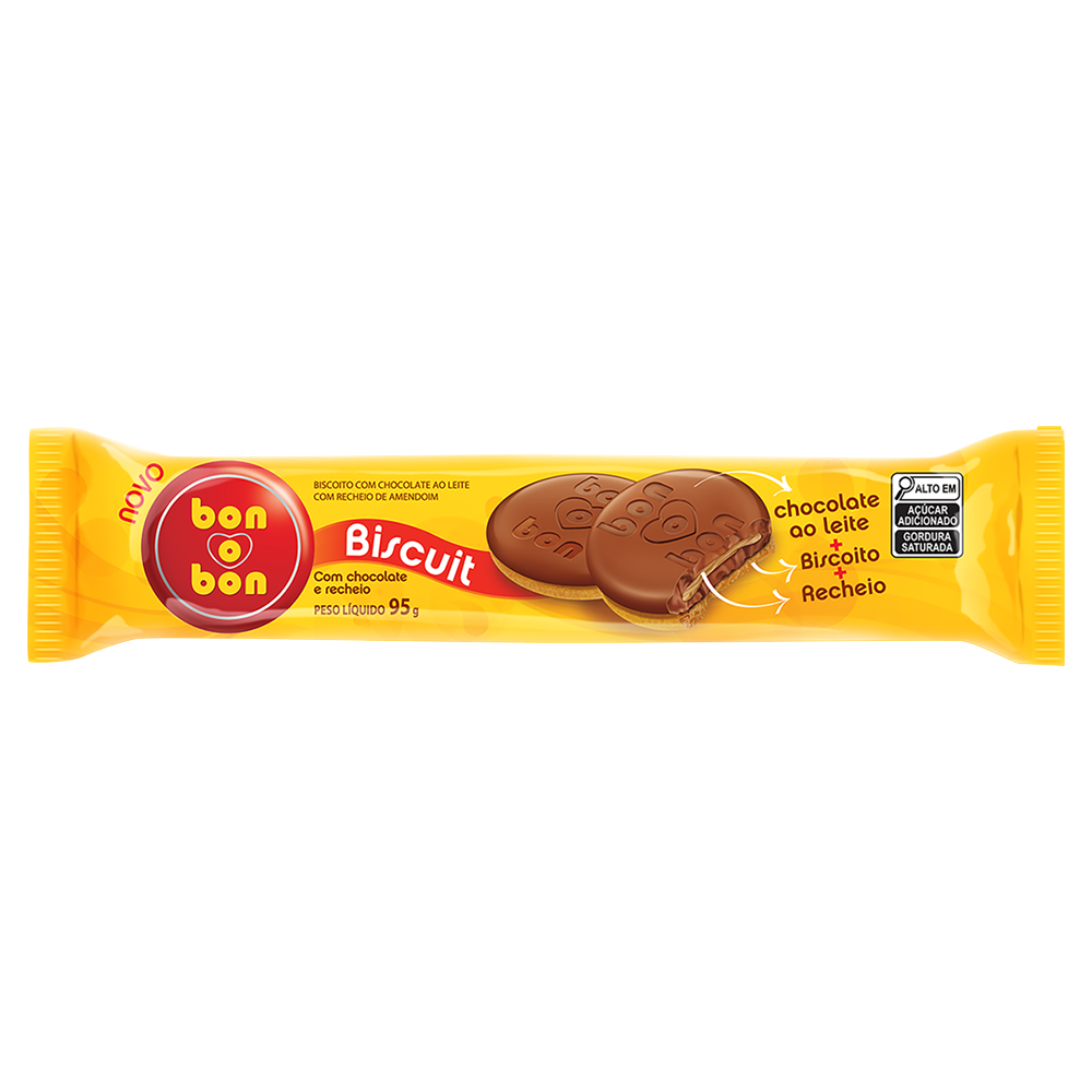 Biscoito Chocolate ao Leite Recheio Amendoim Bon o Bon Biscuit Pacote ...
