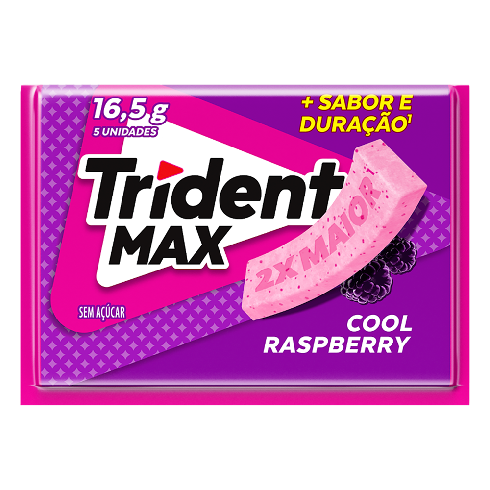 Goma de Mascar Cool Raspberry Zero Açúcar Trident Max Caixa 16,5g 5 ...