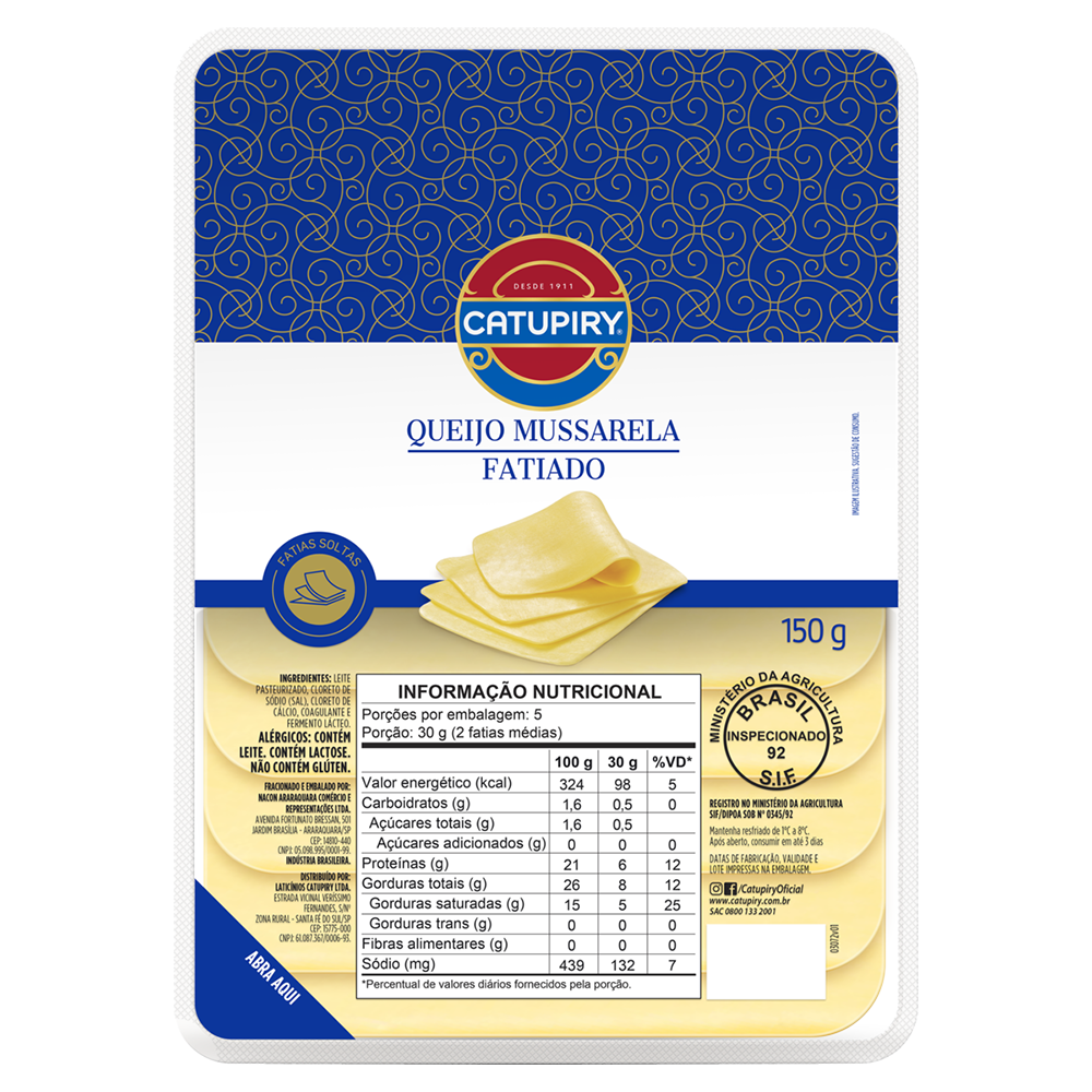 Queijo Mussarela Fatiado Catupiry 150g - Sonda Supermercado Delivery