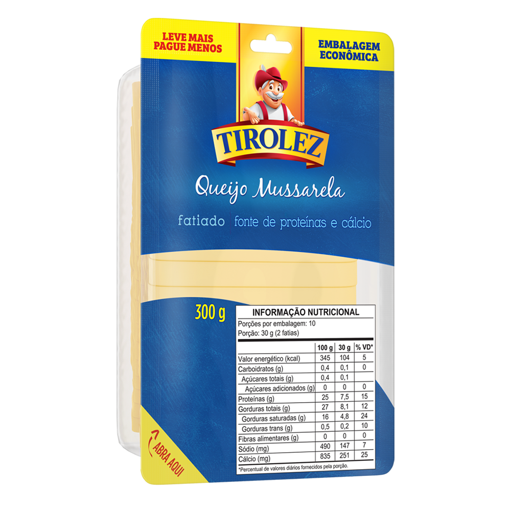 Queijo Mussarela Fatiado Tirolez 300g Embalagem Econômica Leve Mais ...