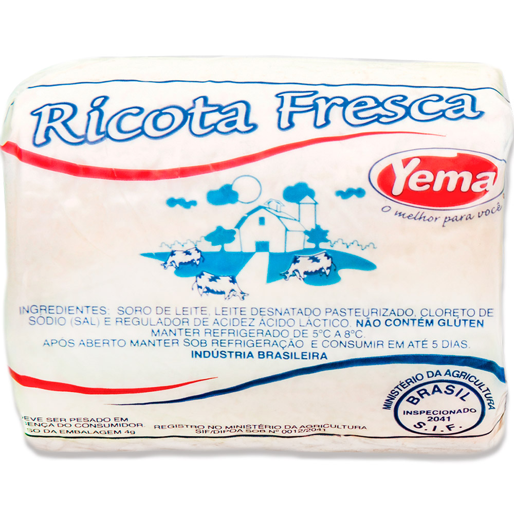 Queijo Yema Ricota Fresca peça 450g - Sonda Supermercado Delivery