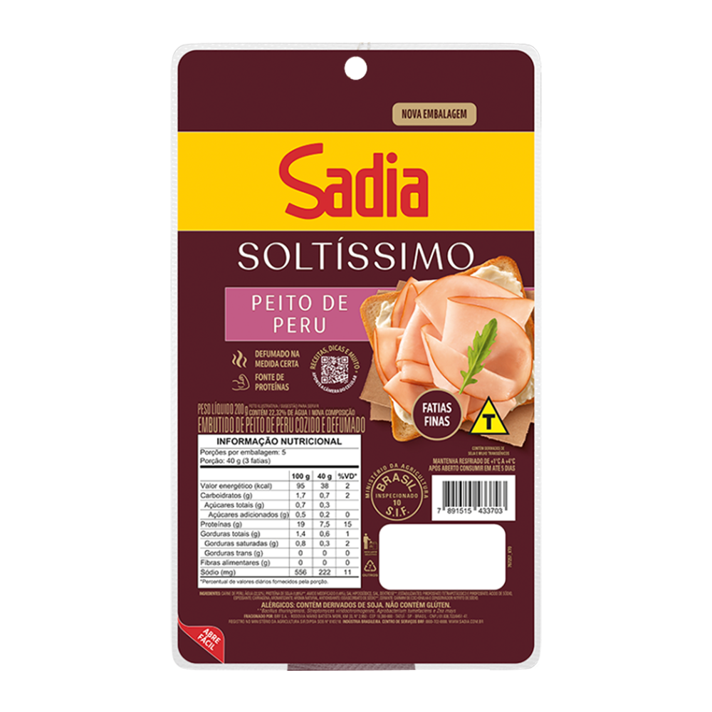 Peito de Peru Sadia Soltíssimo Defumado Fatiado 200g - Sonda ...