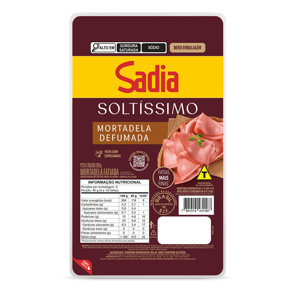 Mortadela defumada fatiada Sadia Soltíssimo 200g - Sonda Supermercado ...