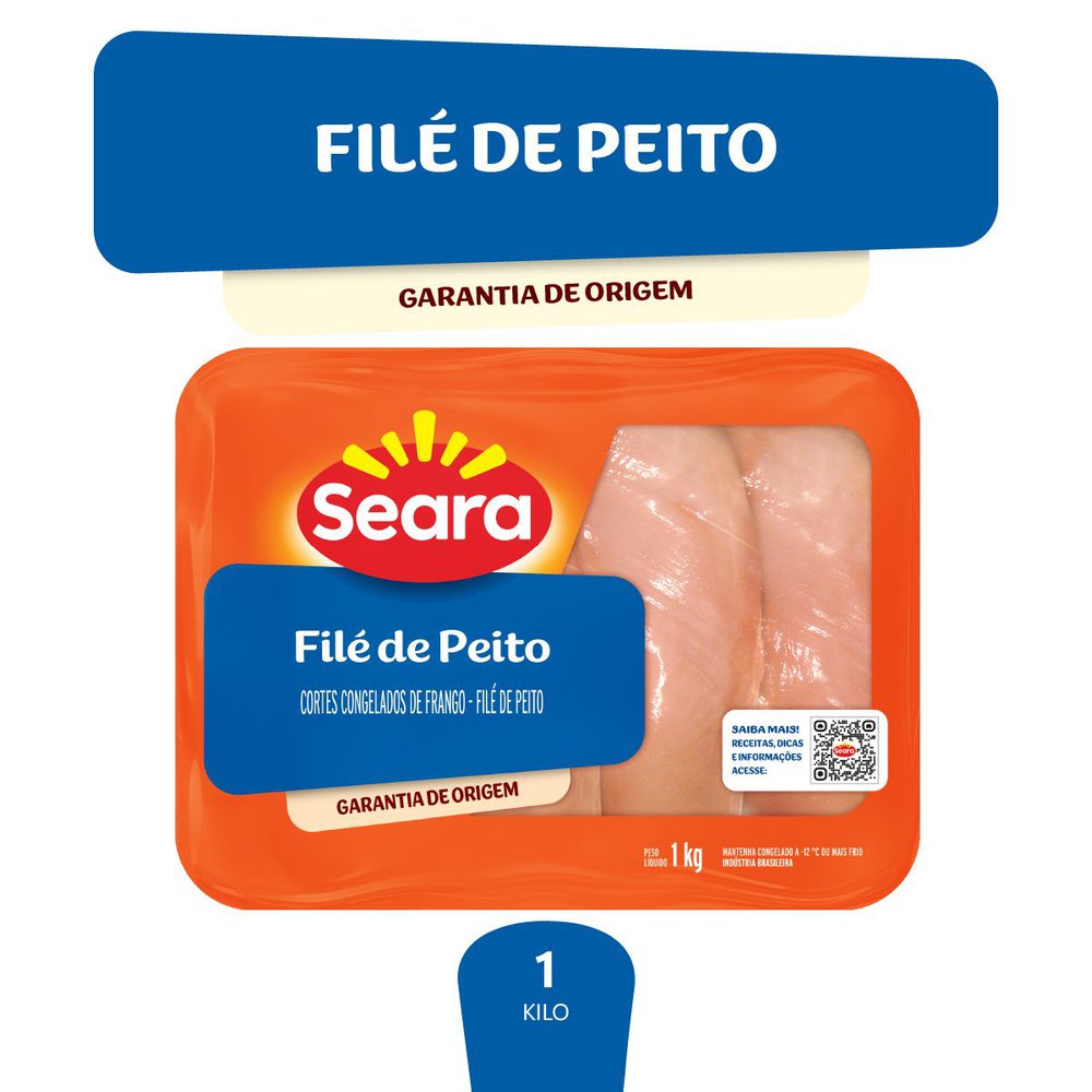 Filé de Peito SEARA Bandeja Congelada 1Kg - Sonda Supermercado Delivery