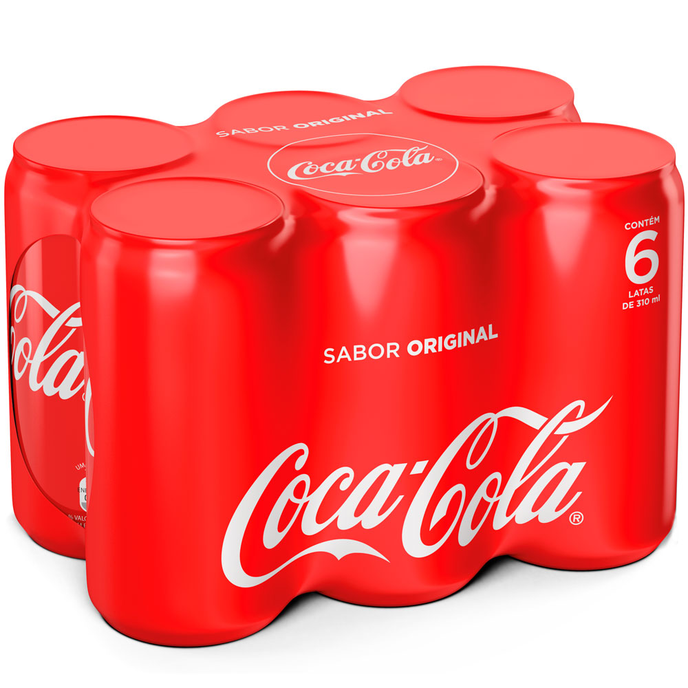 Refrigerante Coca Cola TRADICIONAL Lata 310 ml Pack com 6 unidades ...