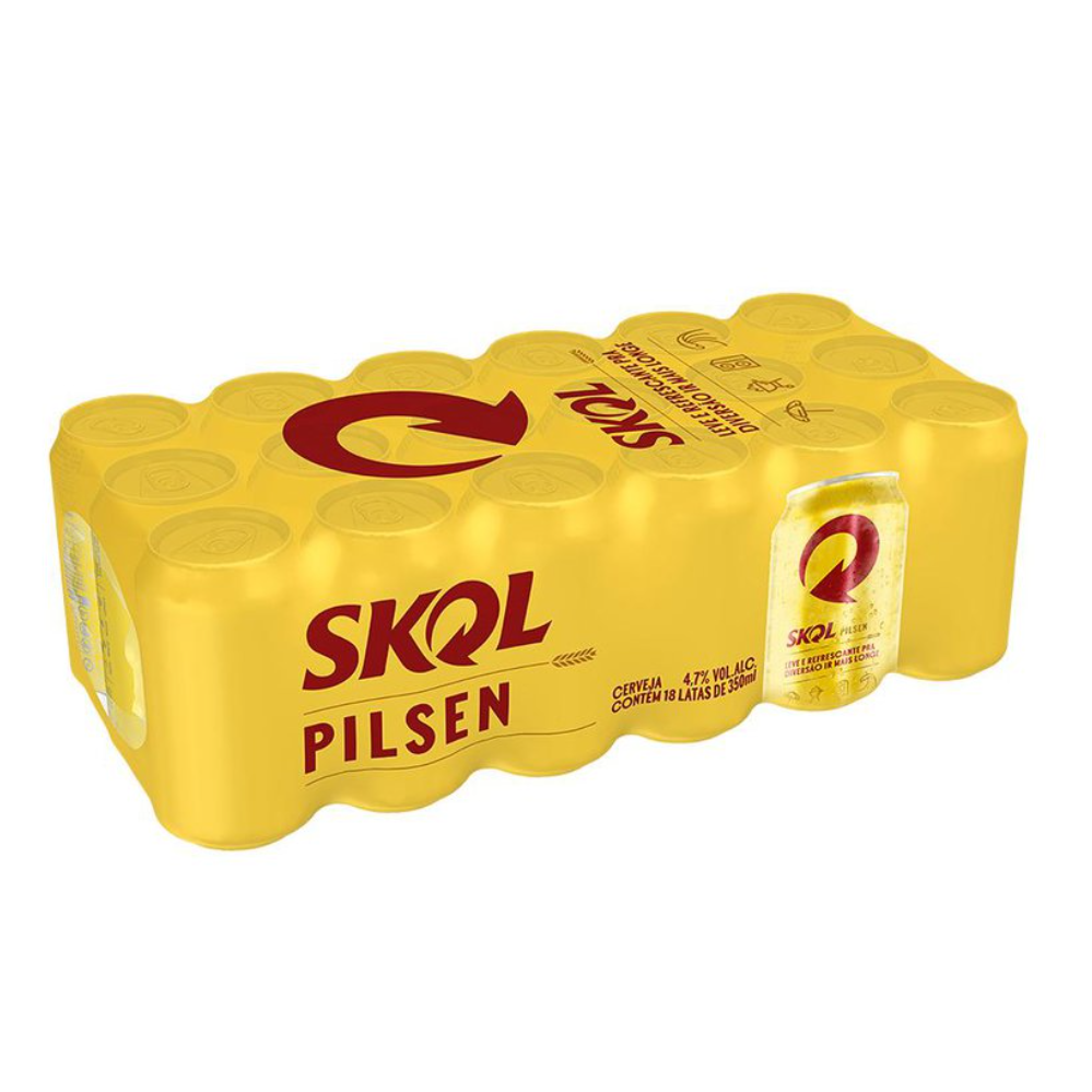 Cerveja Skol Pilsen Lata 350ml Pack C/18 - Sonda Supermercado Delivery