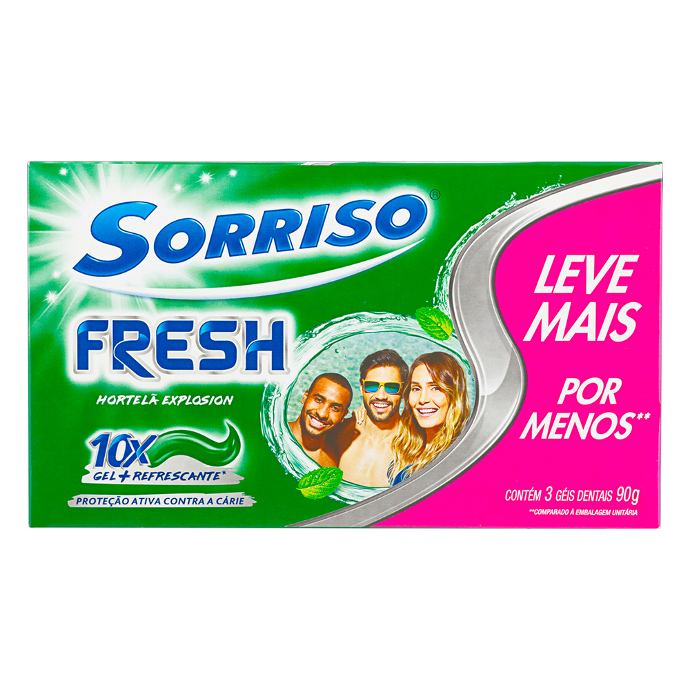 Pack Gel Dental Hortelã Explosion Sorriso Fresh Caixa 90g Cada 3 ...