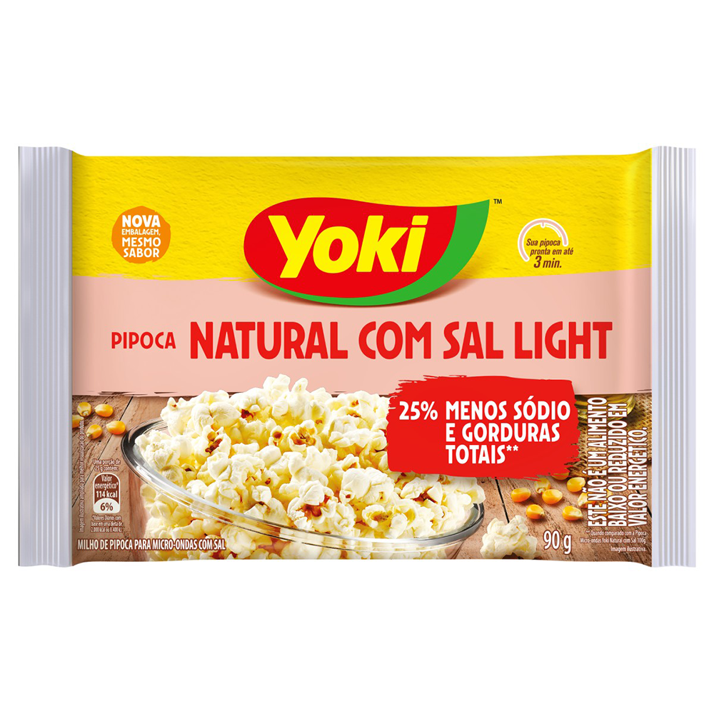 Pipoca para Micro-Ondas Natural com Sal Light Yoki Pacote 90g - Sonda ...