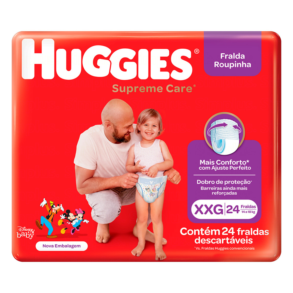 Fralda Descartável Infantil Roupinha Huggies Supreme Care XXG Pacote 24 ...