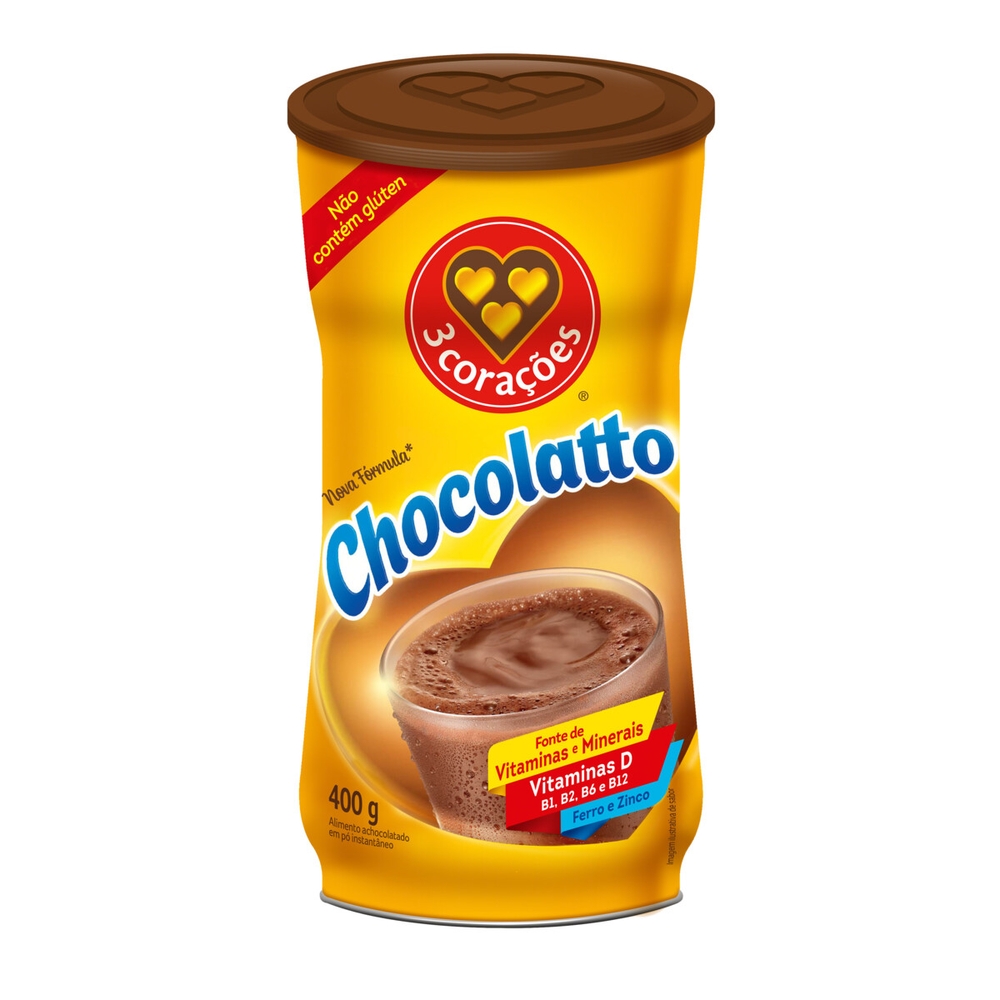 Achocolatado Pó 3 Corações Chocolatto Lata 400g - Sonda Supermercado ...