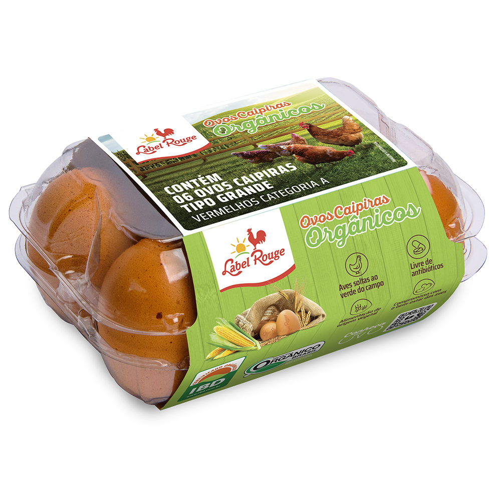 Ovos Label vermelho grandes Caipira Orgânico com 6 unidades - Sonda ...
