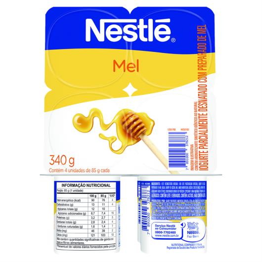 Iogurte Parcialmente Desnatado Mel Nestlé Bandeja 340g 4 Unidades ...
