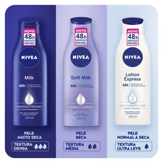 NIVEA Loção Hidratante Milk Pele seca a extrasseca 400ml - Sonda ...