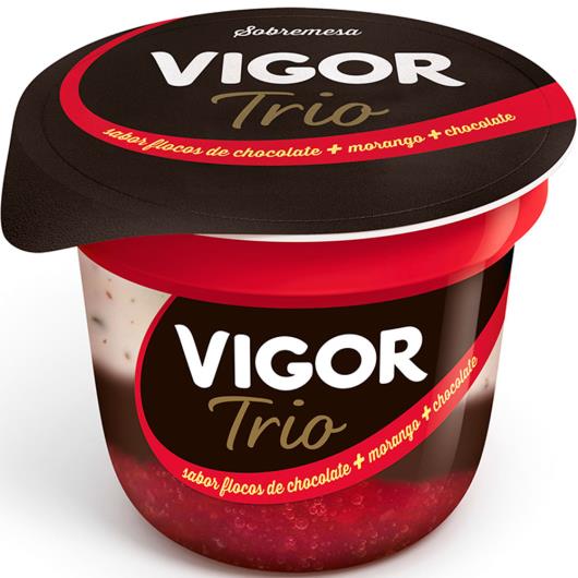 Sobremesa Láctea Vigor Trio Flocos de chocolate, Morango e Chocolate ...
