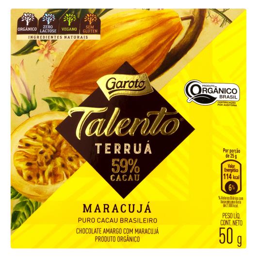 Chocolate Garoto Talento Terruá Orgânico Maracujá 50g - Sonda ...